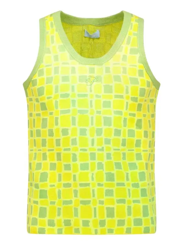 3.PARADIS Checkerboard Knit Vest - Yellow
