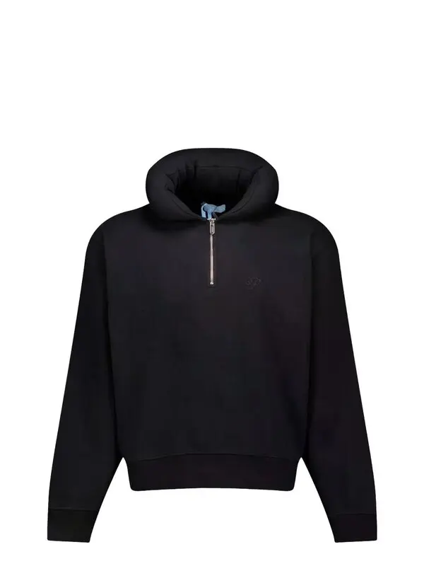 3.PARADIS Cotton Pillow Neck Quarter-zip Sweater - Black