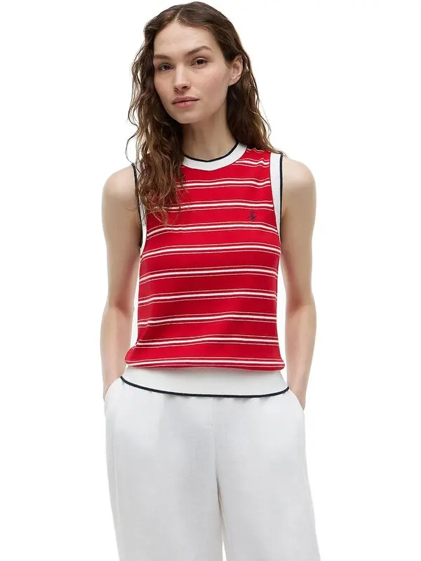 Tommy Hilfiger Striped Sweater Vest - Classic Red Stripe
