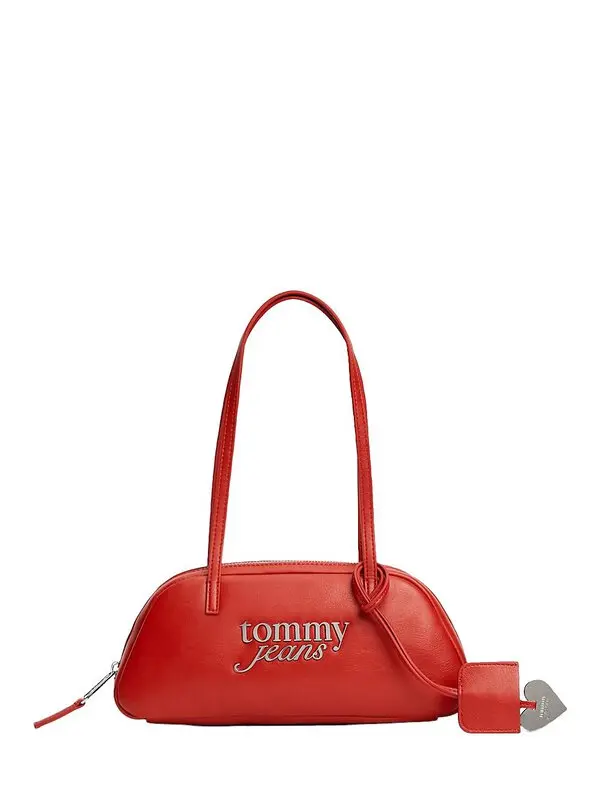 Tommy Hilfiger East-west Shoulder Bag With Heart Charm - Arizona Red