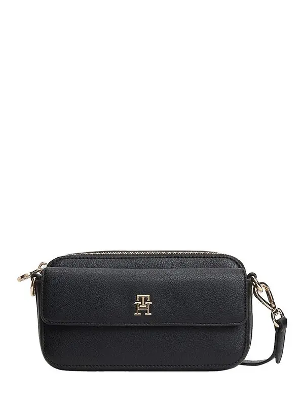 Tommy Hilfiger Monogram Pebbled Crossbody Bag - Black
