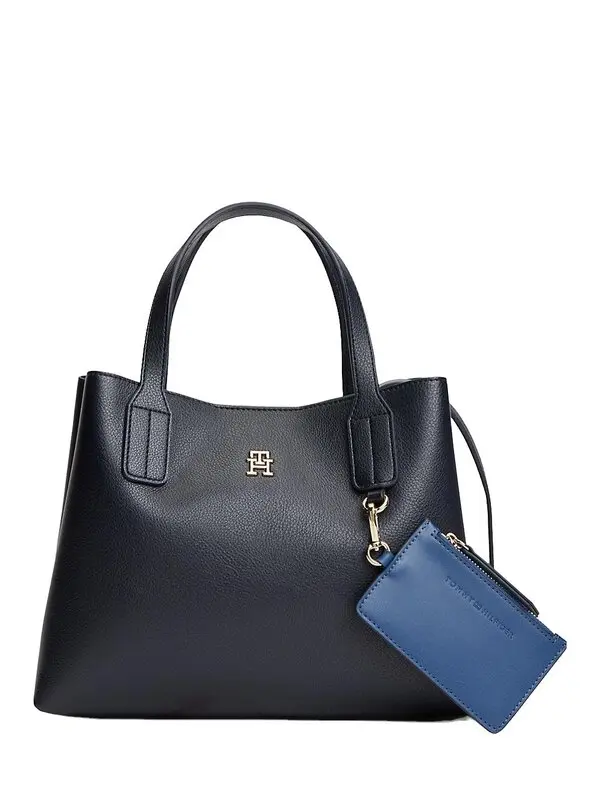 Tommy Hilfiger Monogram Pebbled Mini Satchel Bag - Space Blue