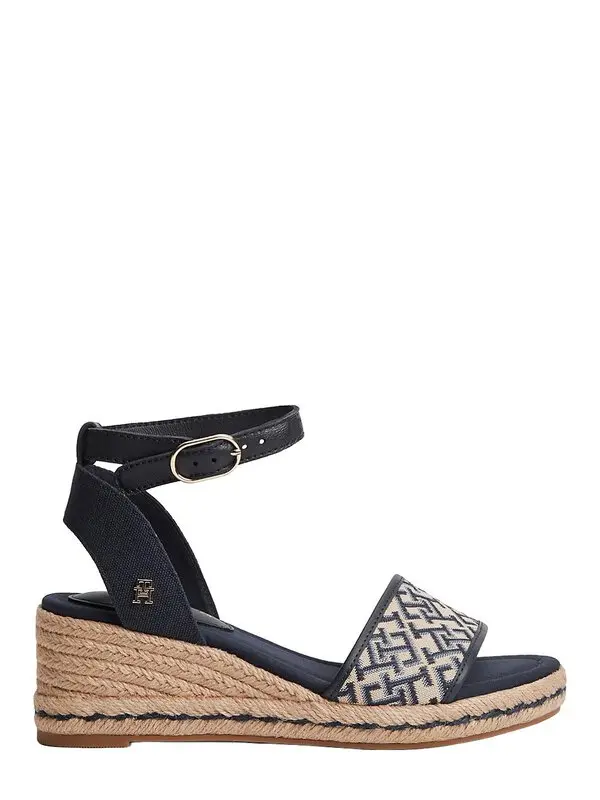Tommy Hilfiger Monogram Jacquard Wedge Espadrille Sandals - Space Blue