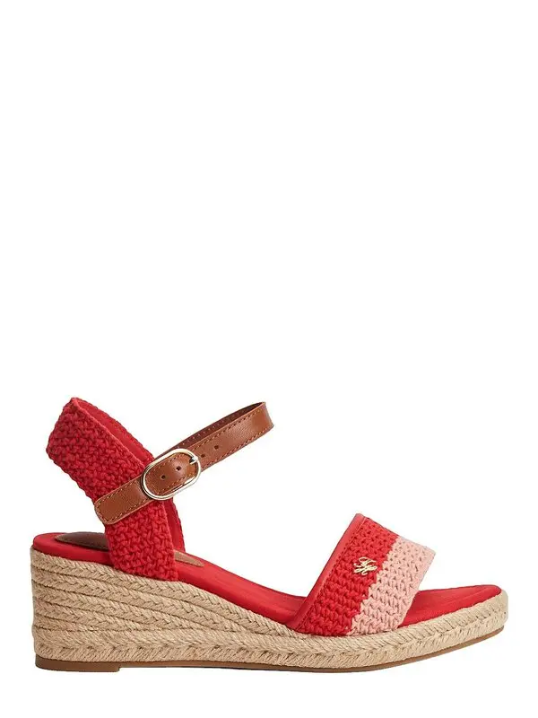 Tommy Hilfiger Crochet Wedge Espadrille Sandals - Ornamental Red