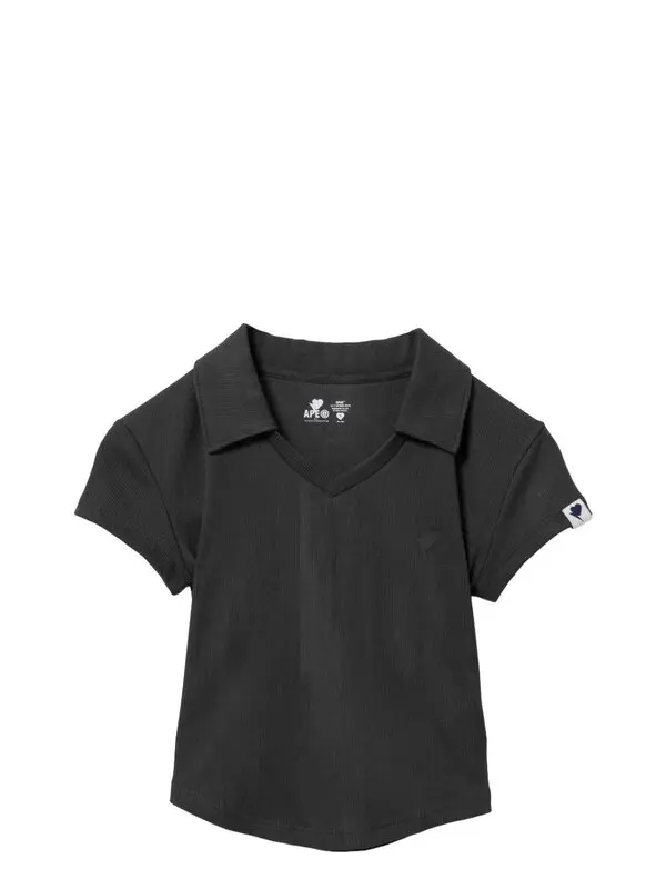 AAPE BY *A BATHING APE Apee™ A Bathing Ape® Ribbed Knit V-neck Polo - Grey