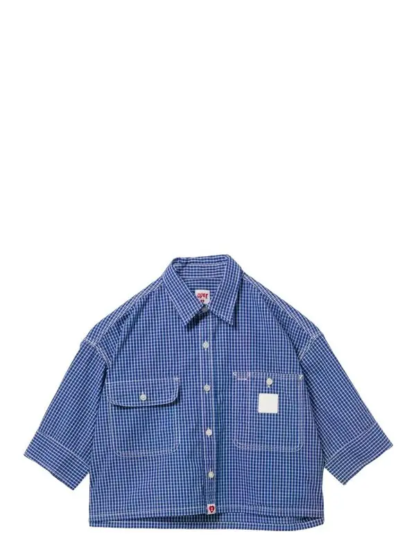 AAPE BY *A BATHING APE Apee™ A Bathing Ape® Checked Short Sleeve Shirt - Blue