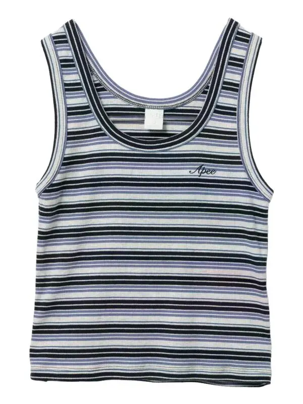 AAPE BY *A BATHING APE Apee™ A Bathing Ape® Logo Embroidered Striped Top - Blue