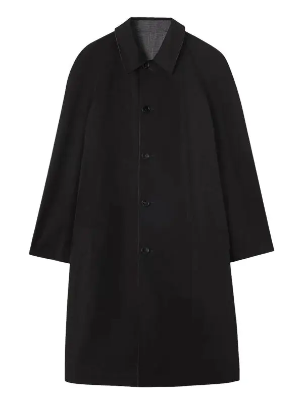 Burberry Reversible Wool Check Car Coat - Black