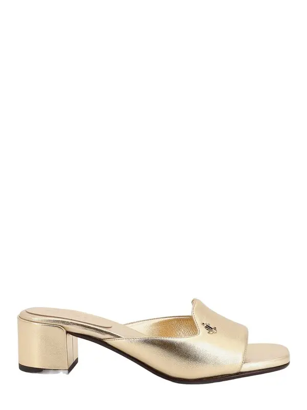 JIMMY CHOO Dina 45 Laminated Leather Mules - Gold