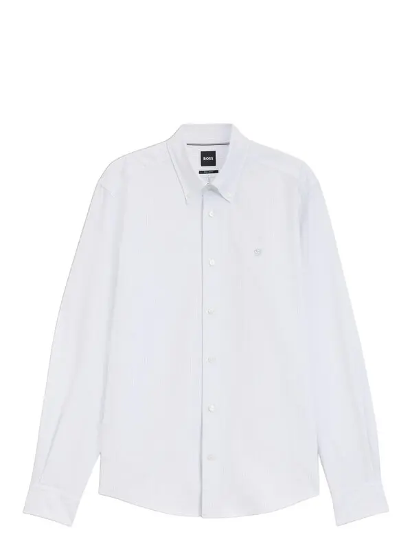 BOSS Regular-fit Button-down Shirt In Striped Oxford Cotton - Light Blue