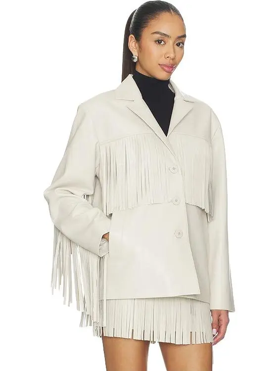 LAMARQUE Rianne Leather Fringe Jacket - Bone