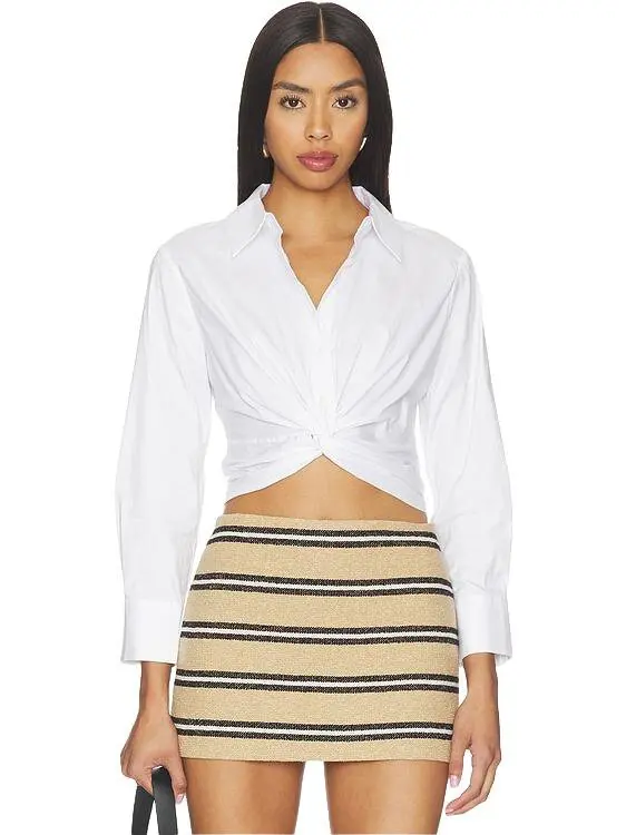 Alice + Olivia Twisted Cropped Blouse - Off White
