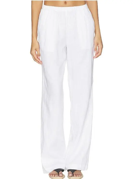 AEXAE Linen Low Waist Day Pant - White