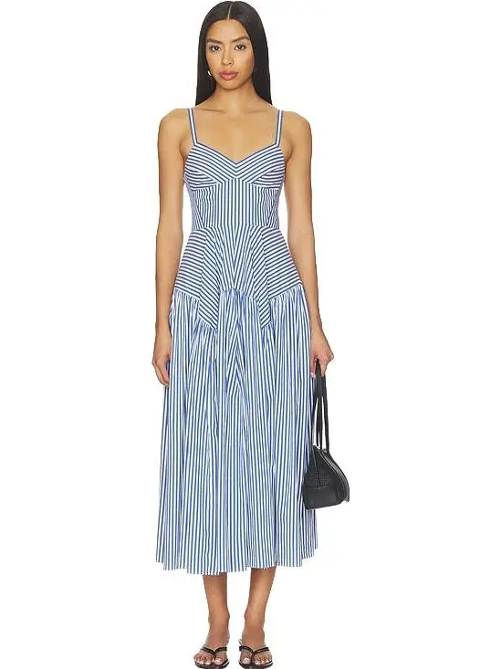 Amanda Uprichard Spencer Midi Dress - Blue Ivory
