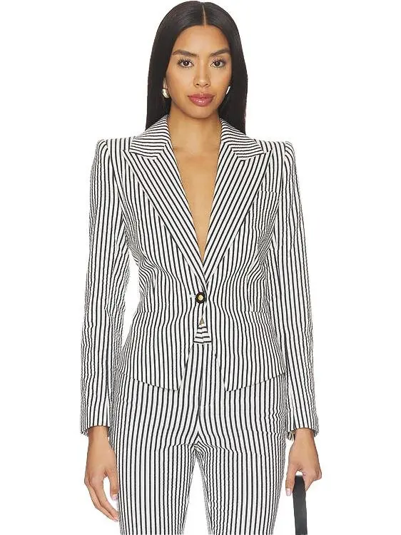 L'Agence Misa Striped Blazer - Ivory & Midnight Stripe