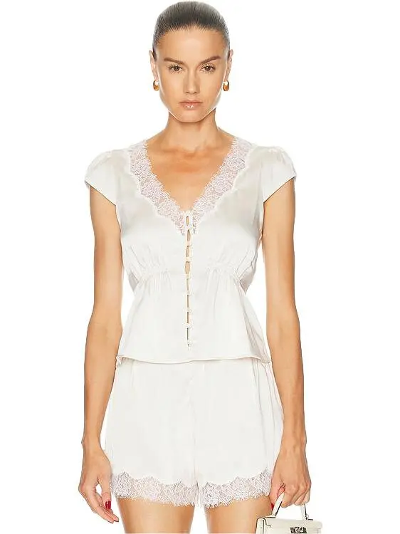Lpa Audri Top With Lace Trim - Ivory