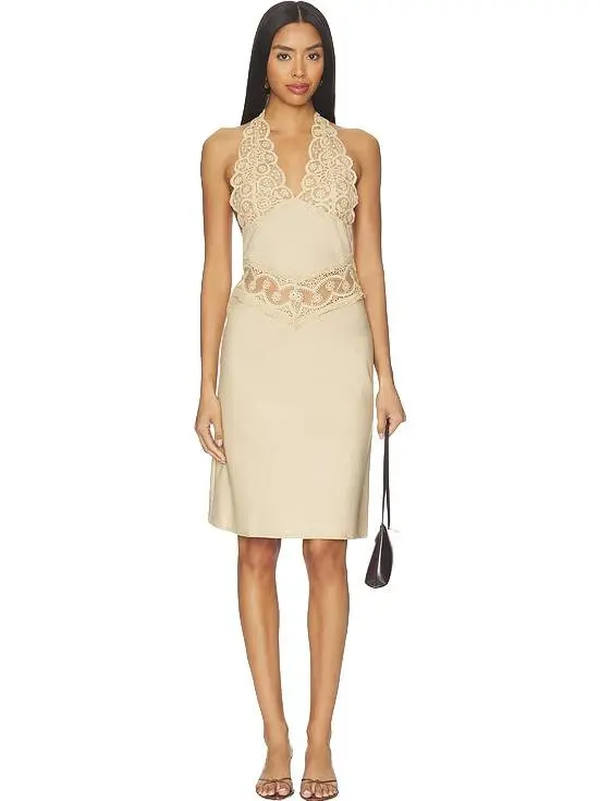 Lioness Solana Midi Dress - Beige Plaid
