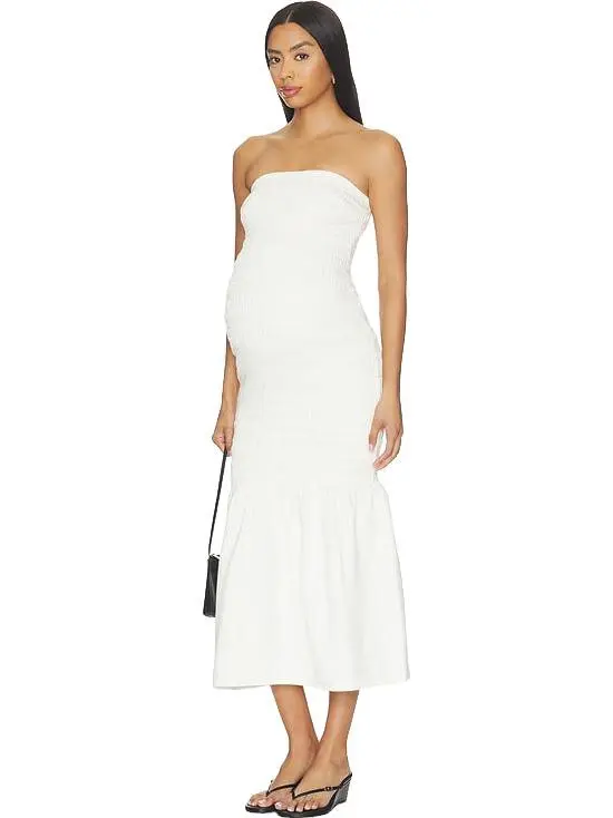 BUMPSUIT White Denim Smocked Dress - Ivory