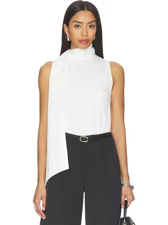 ALL THE WAYS Ziva Top With Draping Scarf - Ivory