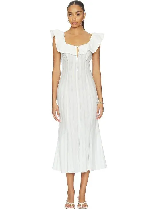 Lpa Harper Midi Dress - Light Blue White Stripe