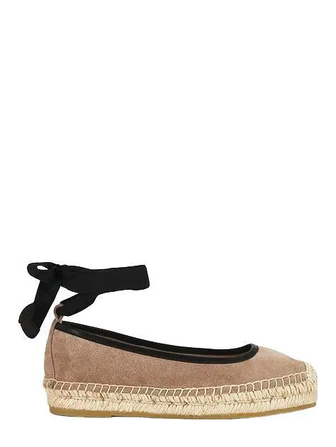 Lpa Camellia Espadrille With Wrap-around Ankle Ties - Taupe
