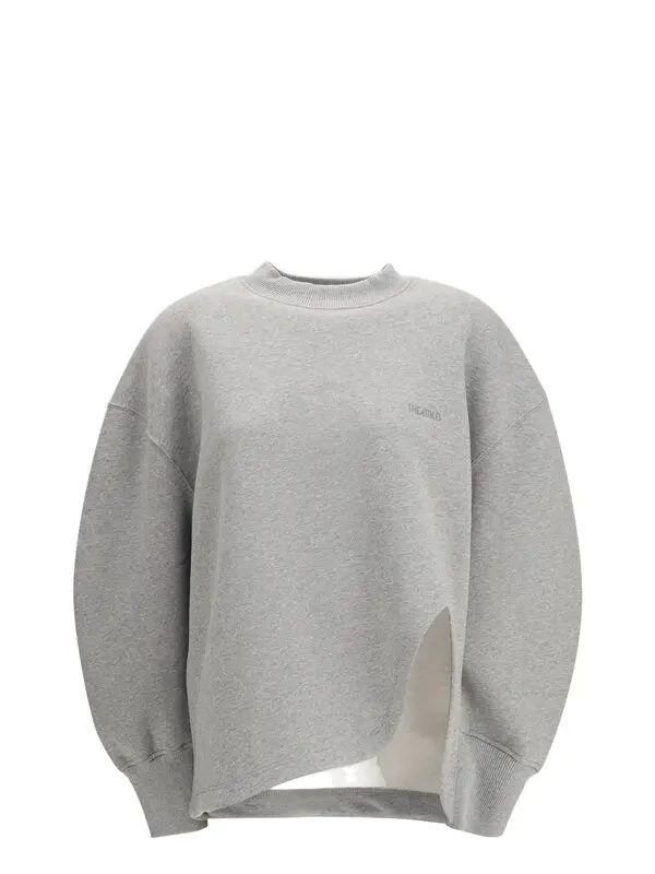Attico Oversized Sweater With Side Slit - Grey