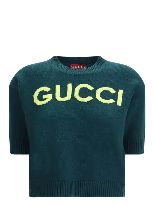 Gucci Wool Jumper With Intarsia Logo - Green