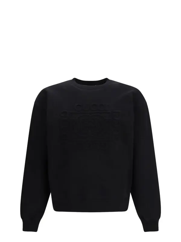 Gucci Cotton Sweatshirt With Raised Logo - Black