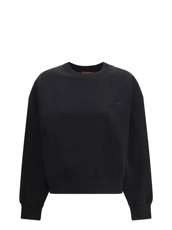 Gucci Brushed Cotton Jersey Sweatshirt With Horsebit Embroidery - Black