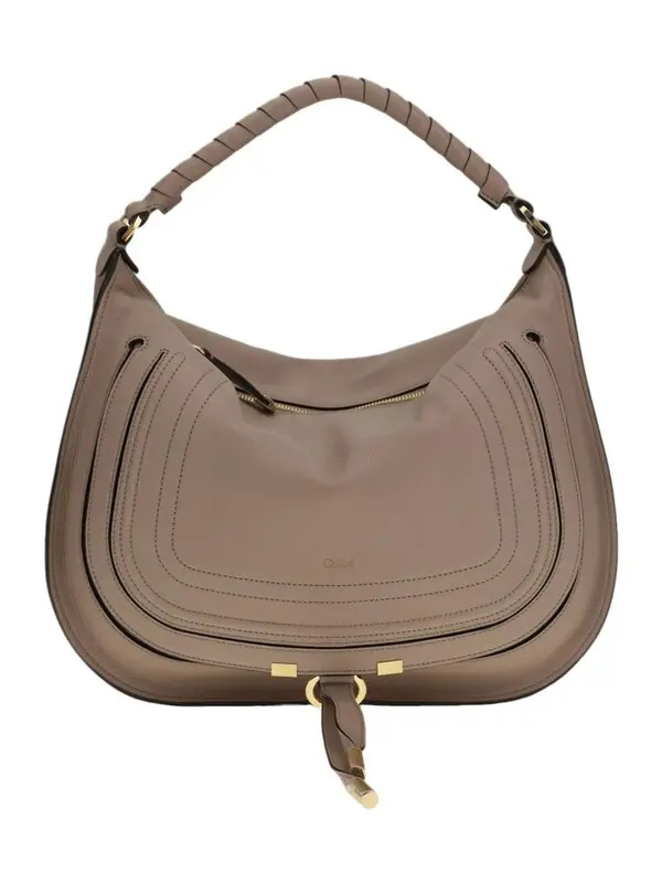 Chloé Marcie Shoulder Bag In Calfskin - Beige