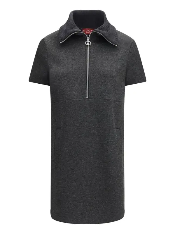 Gucci Short Sleeve Zip-up Dress - Grey