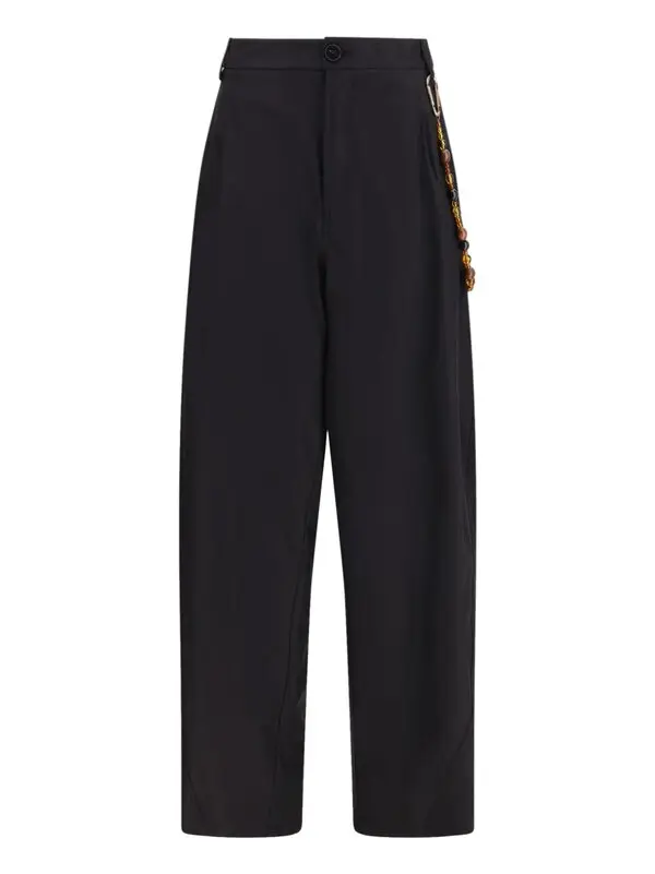 DARKPARK Phebe High-waisted Straight Leg Cotton Pants With Embellished Charm - Black