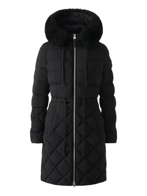Mackage Xena-sh Diamond Quilted Down Coat With Shearling Hood - Black