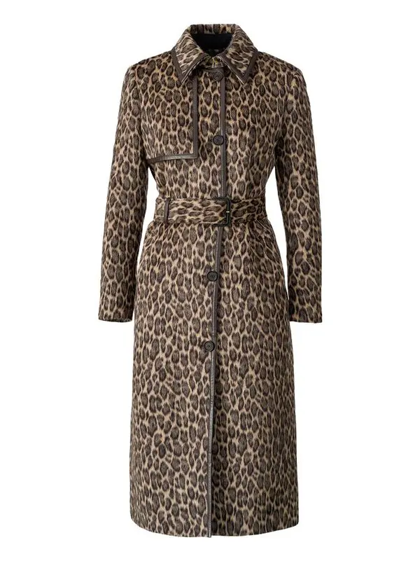 Mackage Zeva Long Wool Coat With Leather Trim - Light Camel Multi
