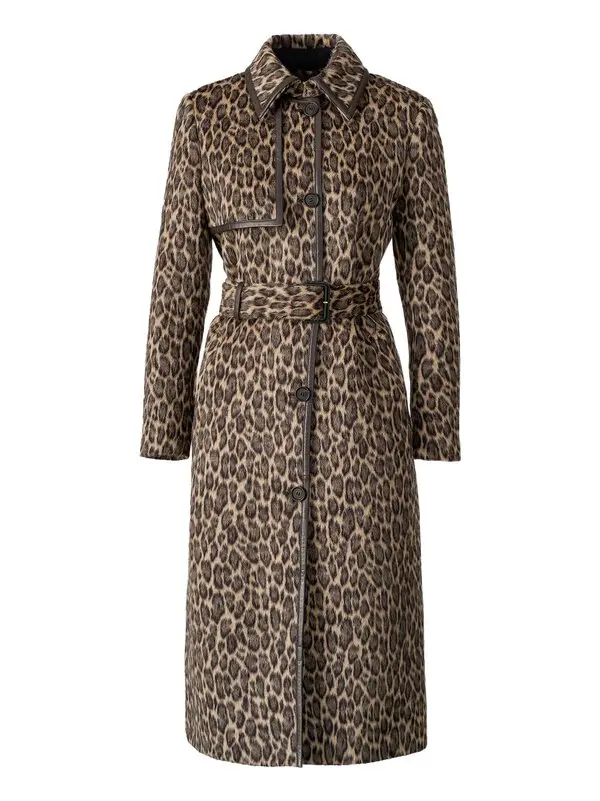 Mackage Zeva Long Wool Coat With Leather Trim - Light Camel Multi