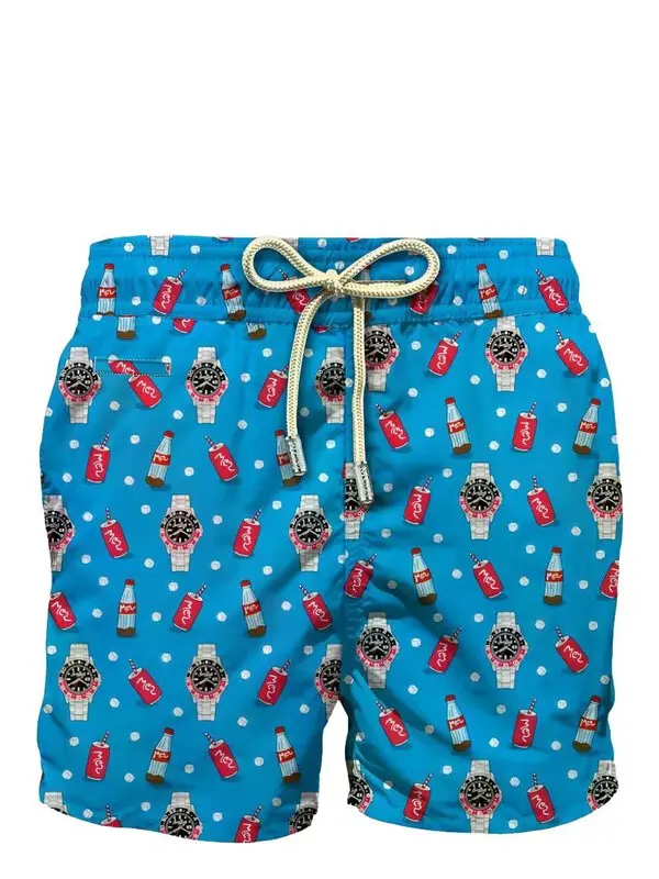 MC2 SAINT BARTH Graphic-print Swim Shorts - Blue