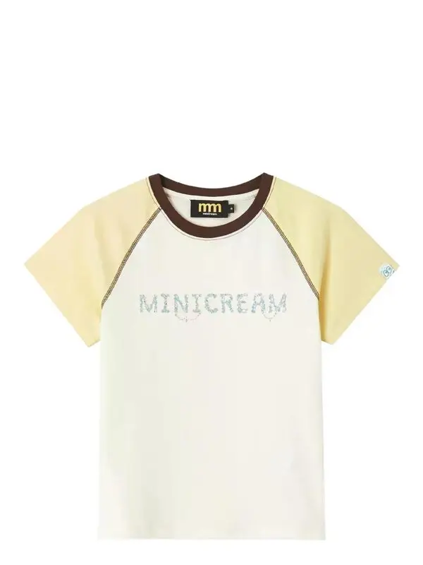 MINI CREAM Raglan Sleeve Logo Print T-shirt - Neutrals