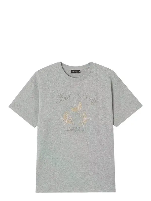 TOUT A COUP Graphic Print T-shirt - Grey