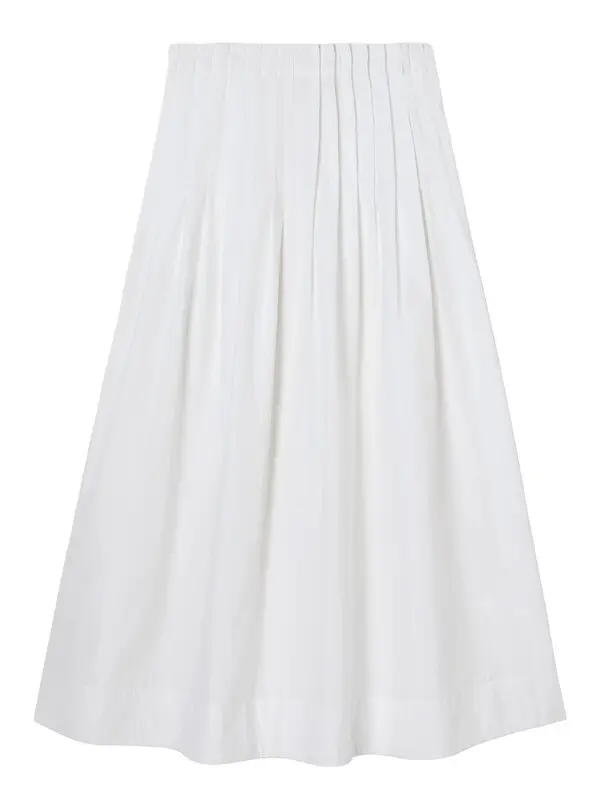 RÓHE Pleated Cotton Poplin Skirt - Optic White