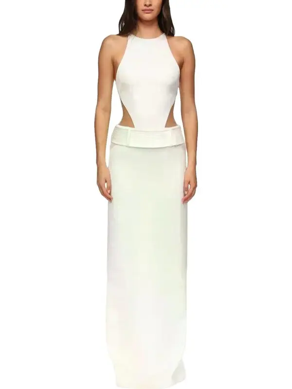 David Koma Sleeveless Belted Gown With Cut-out Details - White