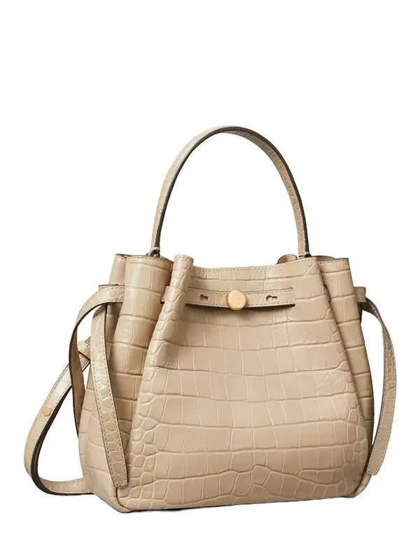 Tory Burch Romy Croc-embossed Bucket Bag - Light Hickory