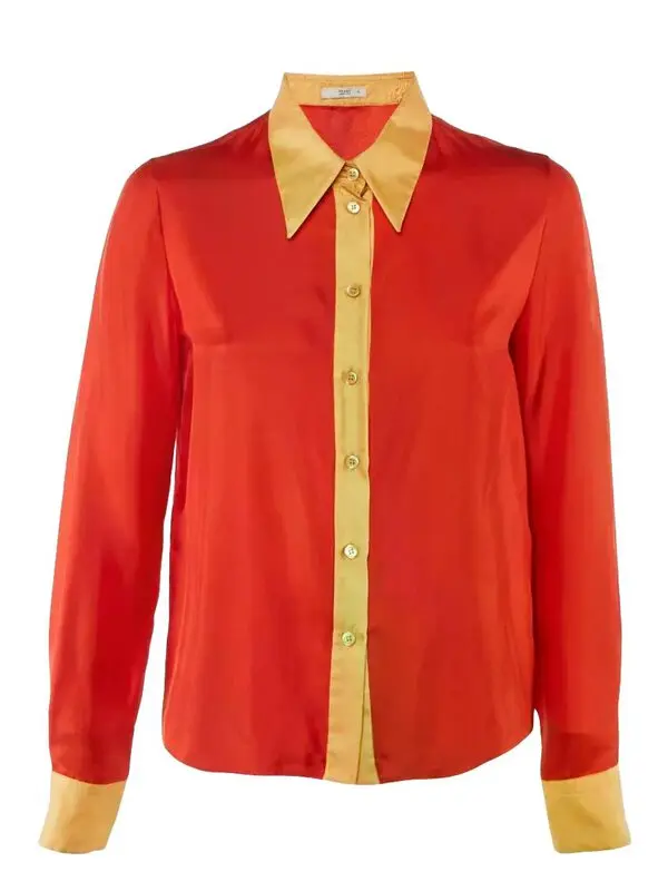 Prada Silk Contrast Panel Shirt - Red