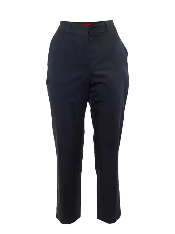 Carolina Herrera Navy Cotton Tailored Trousers - Blue