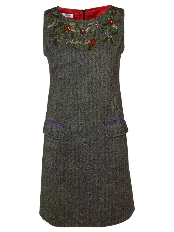 Moschino Embellished Mini Dress - Grey