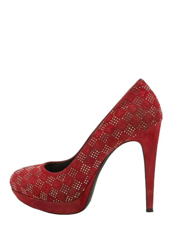 LORIBLU Crystal-embellished Suede Pumps - Red
