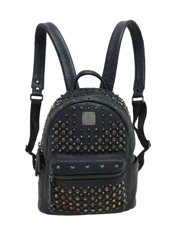 Mcm Stark Studded Leather Backpack - Blue