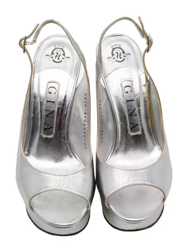 GINA Open-toe Platform Slingback Pumps - Silver