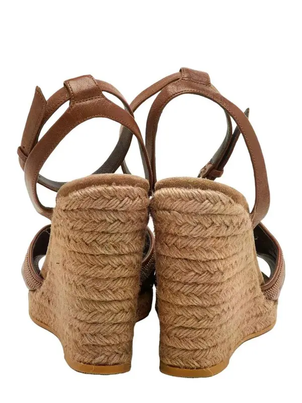 Brunello Cucinelli Monili-chain Espadrille Wedge Sandals - Brown