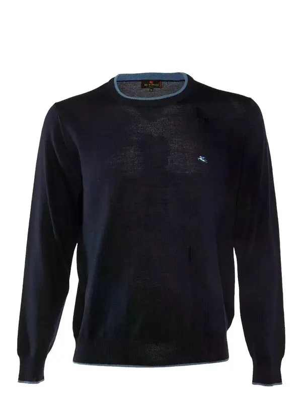 Etro Pegasus Embroidered Wool Sweater - Blue