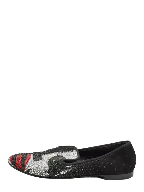 GIUSEPPE ZANOTTI Crystal-embellished Suede Slippers - Black